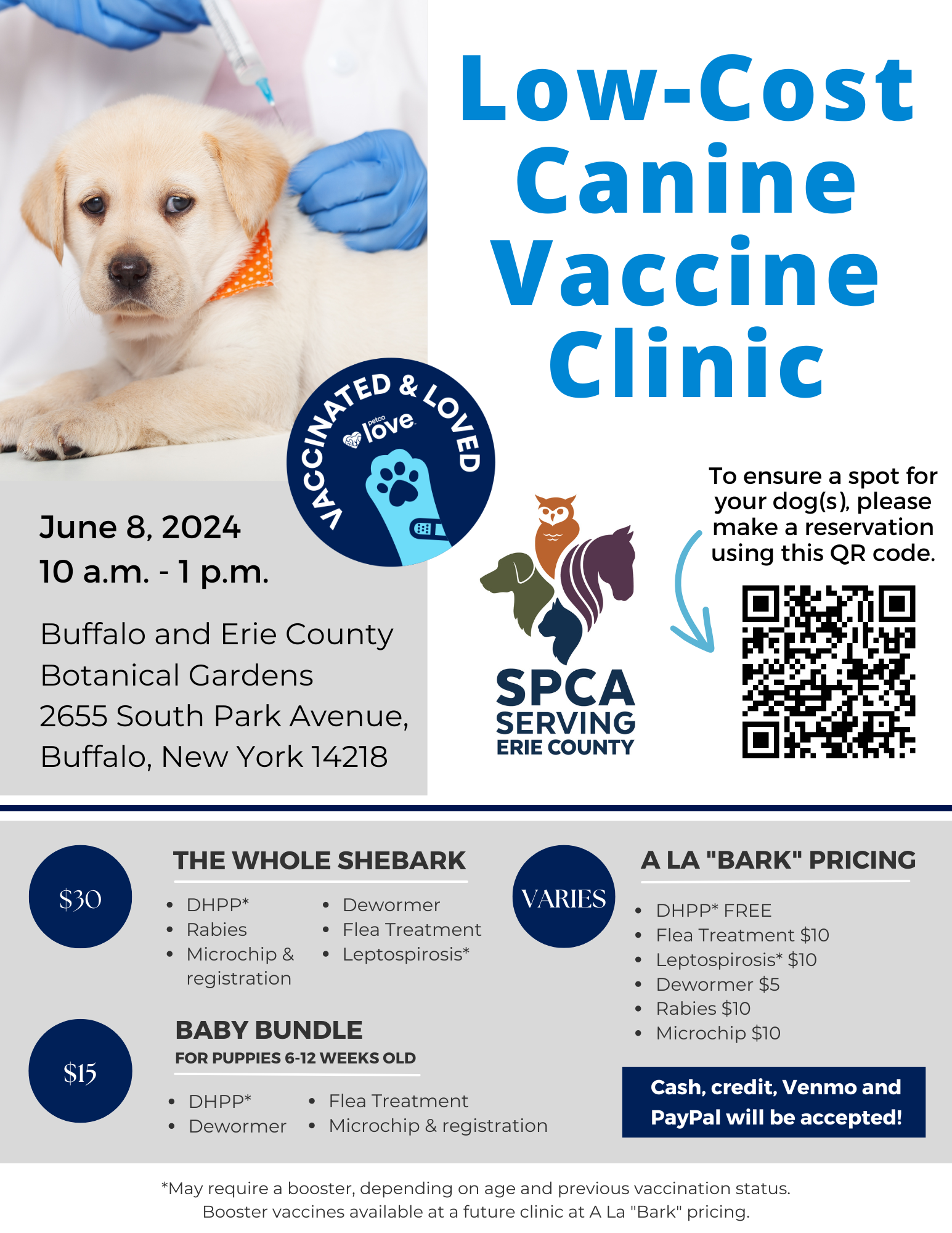 SPCA Vaccine Clinic - 2024 - Buffalo and Erie County Botanical Gardens